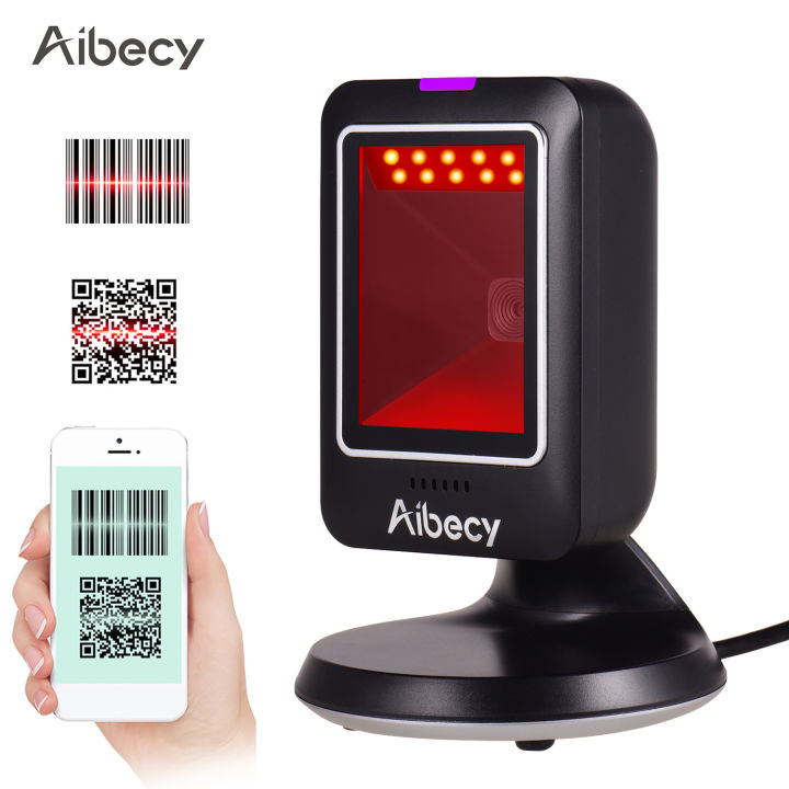 Aibecy MP6300Y 1D/2D/QR Omnidirectional Barcode Scanner USB Wired Bar ...