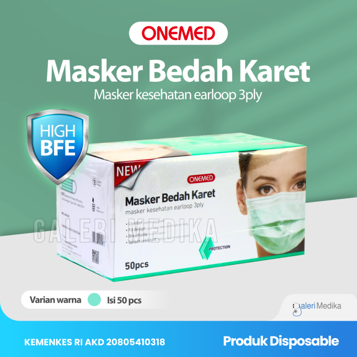Onemed Masker Bedah Karet/ Masker Earloop Karet / Masker Medis 3ply 1 ...