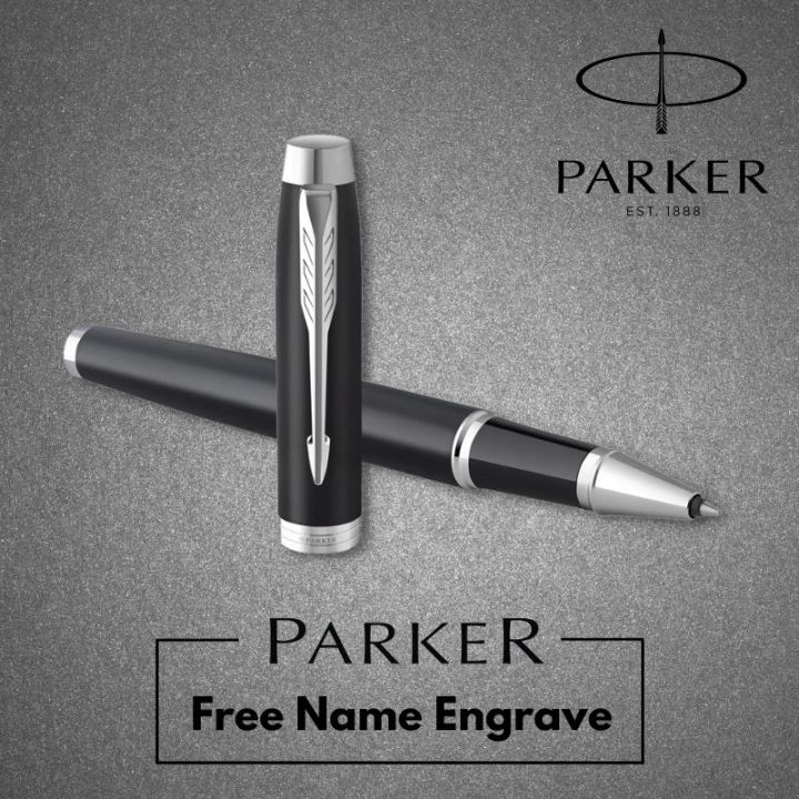 Original Parker IM Essential Matte Black Rollerball Pen With Chrome Trim 0.7mm with Customize ...