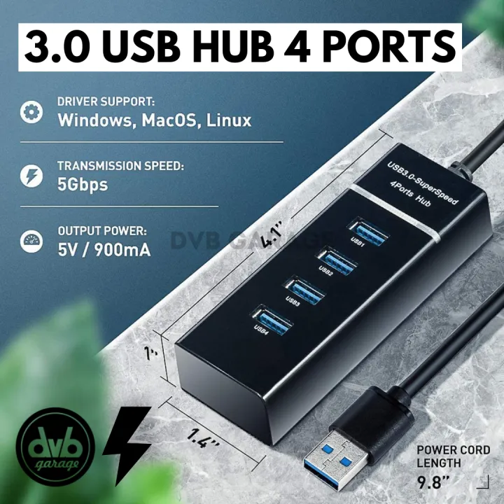 USB 3.0 SUPER SPEED 4 PORTS HUB 5GBPS WITH LED - KABEL PANJANG IMPORT ...