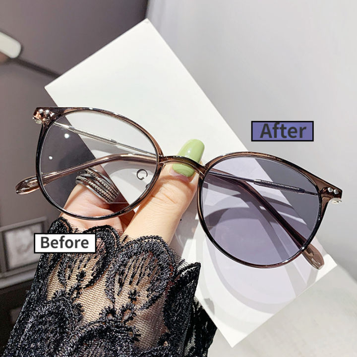 3 in 1 Photochromic Myopia Glasses for Men Women Anti Blue Light ...