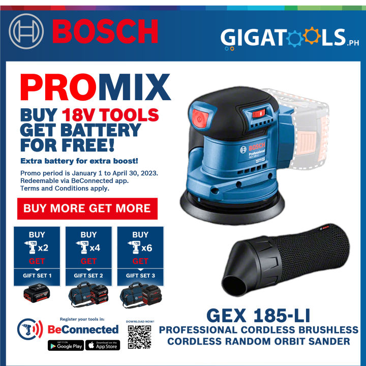 New Bosch GEX 185-li Professional Cordless Brushless Random Orbit Sander ( BATTERY AND CHARGER ...