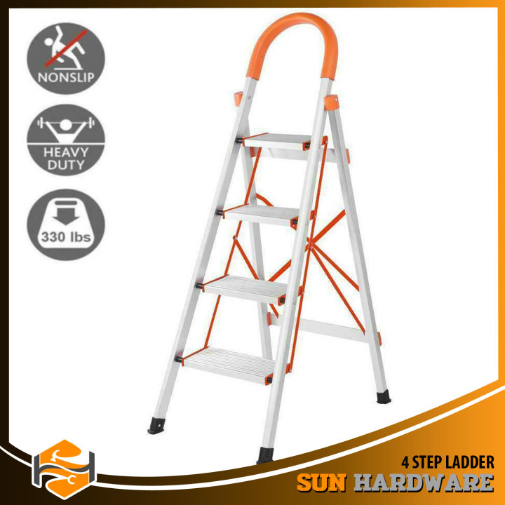 Orange Version Four Steps Stool Folding Aluminum Steps Ladder Anti-Slip ...