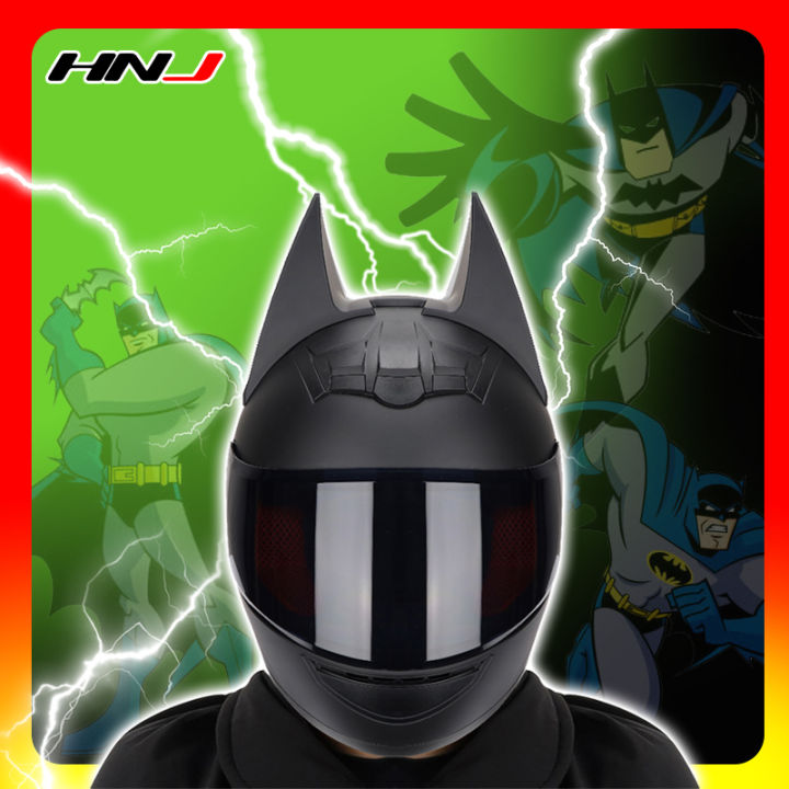 🦇HNJ Full Face Motorcycle Helmet Motor with Horn Removable Men's Ready ...