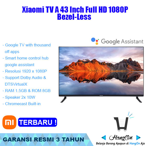 ASLI Xiaomi TV A2 43" 43 Inch FHD Smart TV Android 11 Mi Digital Dolby ...