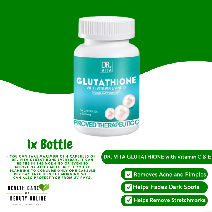 DR. VITA GLUTATHIONE with Vitamin C and E 500 mg x 30 capsule | Lazada PH