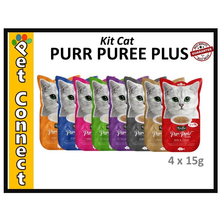 Kit Cat Purr Puree PLUS Liquid Cat Treats Snack for Cats (4x15g ...