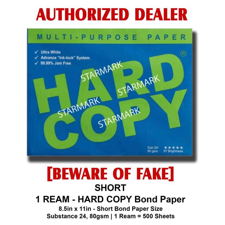 Hard Copy Bond Paper SHORT Bond Papers 8.5x11 inches Substance 24 ...