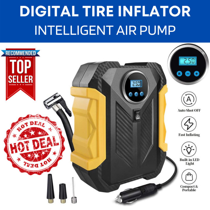 Digital Tire Inflator DC 12 Volt Car Portable Air Compressor Pump 150 PSI Car Air Compressor for ...