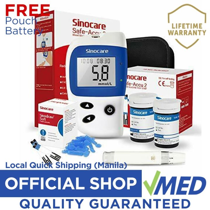 ok Sinocare Safe Accu 2 Blood Glucose Machine Monitor Glucometer Strips ...