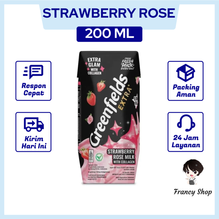 Susu UHT Greenfields Strawberry Rose Milk 200 ml | Lazada Indonesia