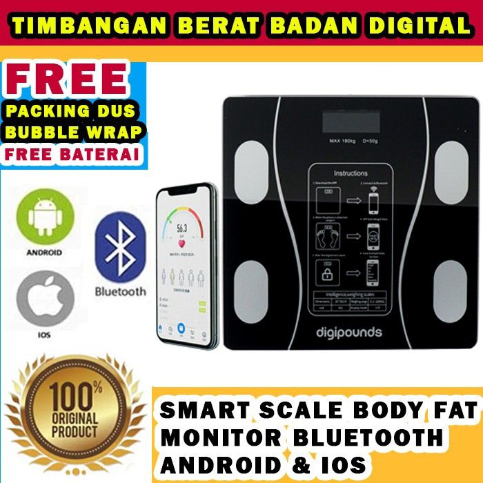 Timbangan Berat Badan Digital LCD Skala Presisi Body Fat Scale Floor ...