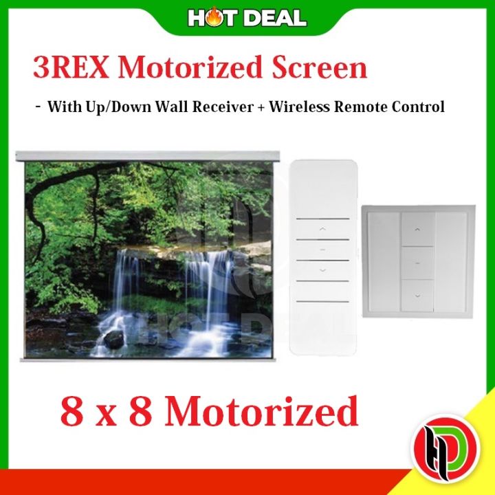 Hotdeal 3Rex 96" x 96" ( 8x8 ) Motorized Projector Screen With Remote ...