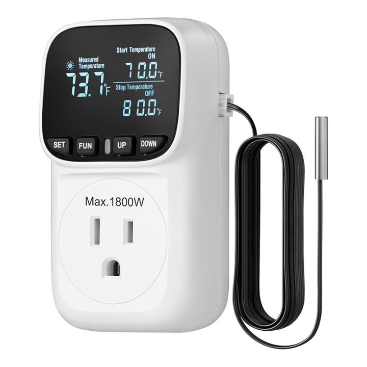 Digital Temperature Controller,15A/1800W Thermostat Outlet Plug,-40 ...