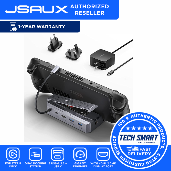 JSAUX M.2 Docking Station with PD 65W AC Adapter Charger Set with HDMI 2.0 4K 60Hz, Ethernet ...