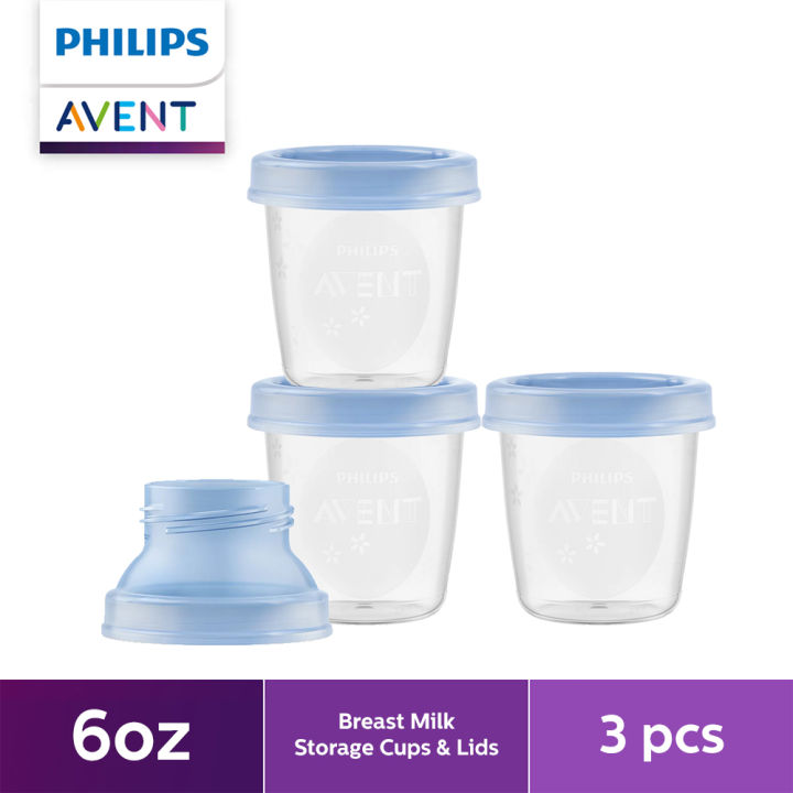 Philips AVENT Breast Milk Storage Cups & Lids, 3-pack with Adapter ...
