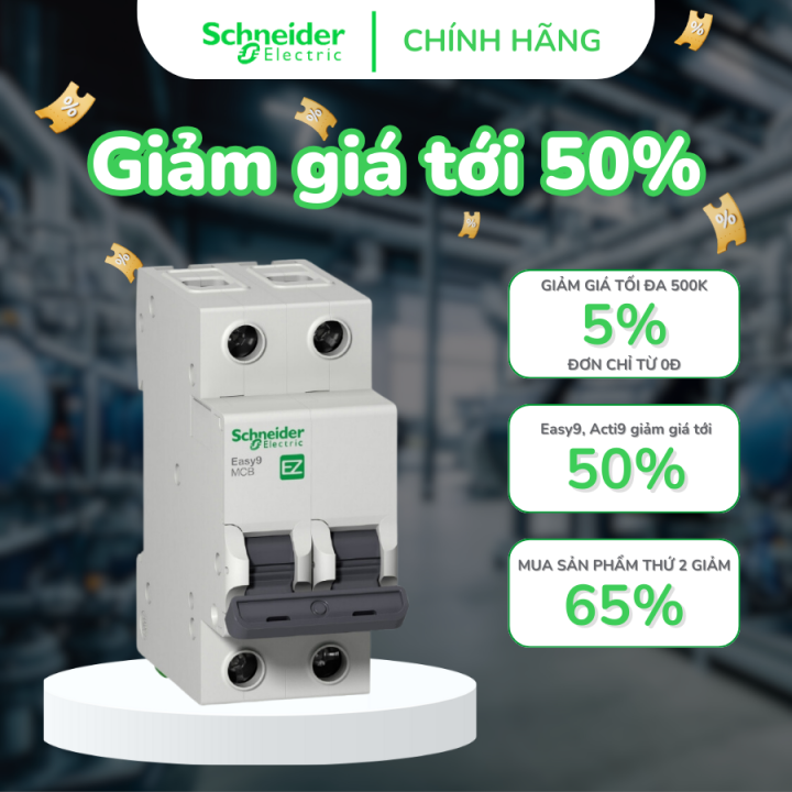 Cầu dao tự động MCB (át cài) 2P dòng cắt 4.5kA C Curve Easy9 - Schneider Electric - EZ9F34206 ...