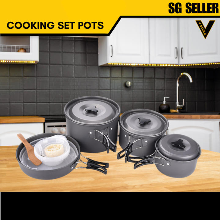 [VOZUKO] Cooking Set Pots 4-5 People Outdoor Camping Frying Pan Picnic ...