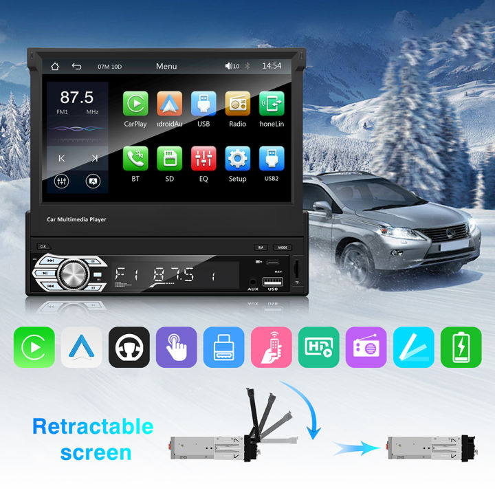 Universal 7-inch Retractable screen MP5 Player Car Multimedia Player ...