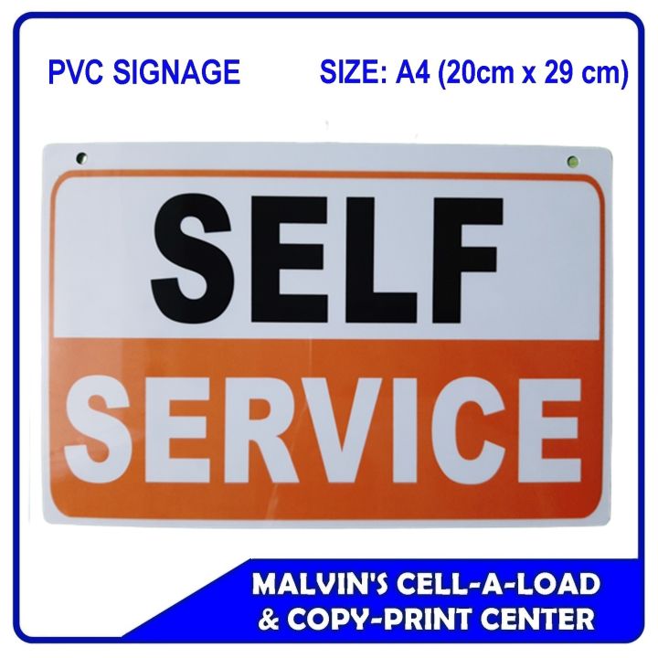 LAMINATED PVC SIGNAGE - SELF SERVICE - SizeA4 | Lazada PH