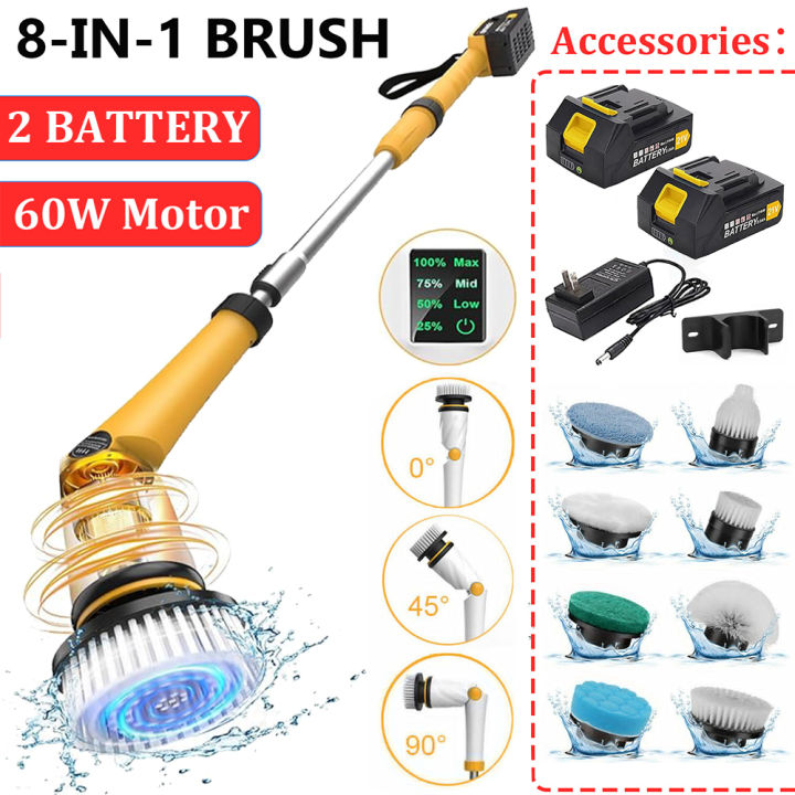 Electric Spin Scrubber with 21v big Battery Cordless Cleaning Brush ...