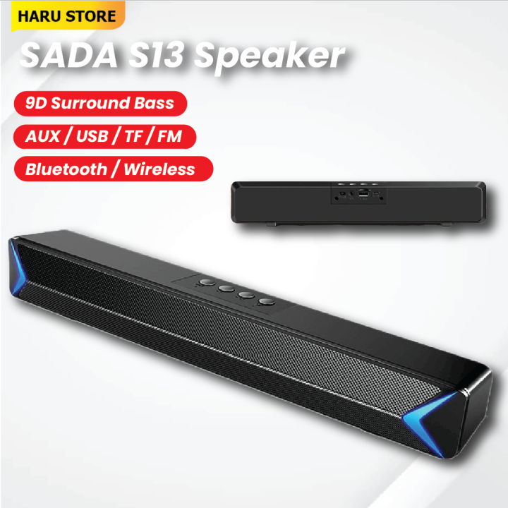 SADA S13 Bluetooth Speaker Bluetooth 5.0 TV Sound Bar Speaker Bass Home ...