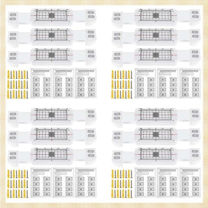 (SJAV) 12 Pcs Crack Monitoring Record, Acrylic Corner Tell-Tale Monitor ...