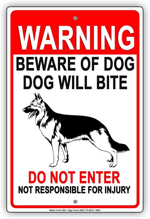 Beware of Dog Will Bite Do Not Enter Not Responsible for Injury Notice ...