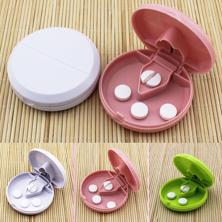 1pc Portable Round Pill Cutter Splitter Travel Convenient Drug Box ...