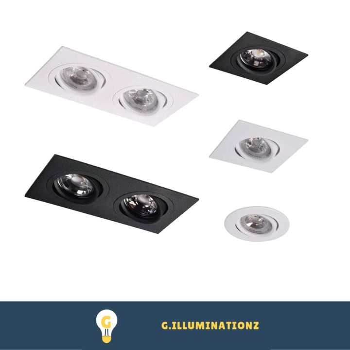 Single Double GU10 Recessed Downlight Fittings LED Spot Light False ...