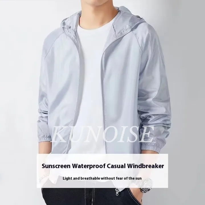 KUNOISE Men Sun-Proof Waterproof Leisure Windbreaker Light and ...