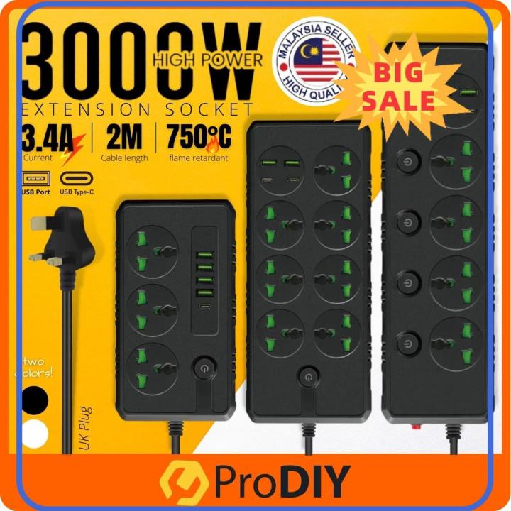 ⭐ [100% ORIGINAL] ⭐ LUCKY HAWK 3.4A Power Socket USB Extension USB Port ...
