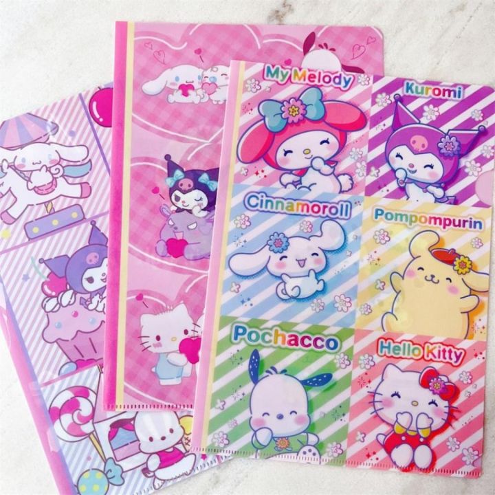 CUTE DIY 5 pcs Cartoon A4 Storage File Folder Kuromi PVC a4 Folder Single Layer Cute Document ...