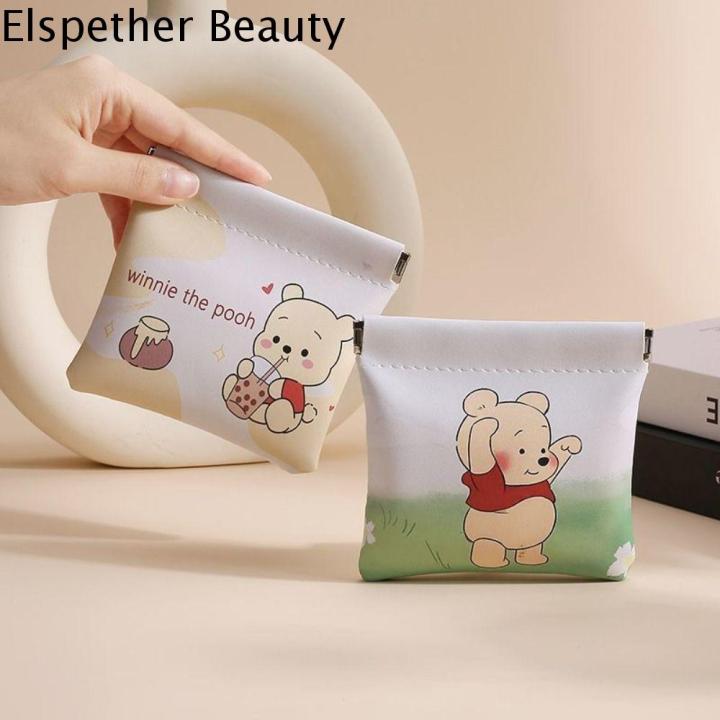ELSPETHER Gấu Winnie Túi mỹ phẩm mini Da PU In Túi đựng son môi Di động ...