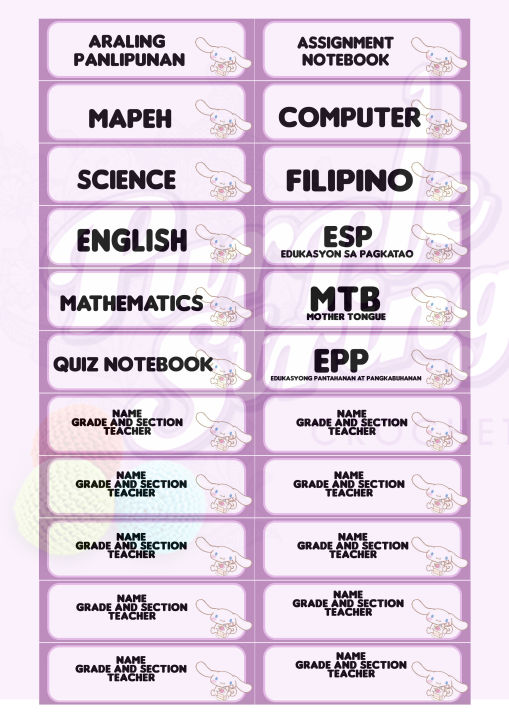Subject Sticker with Names for Notebooks | Lazada PH