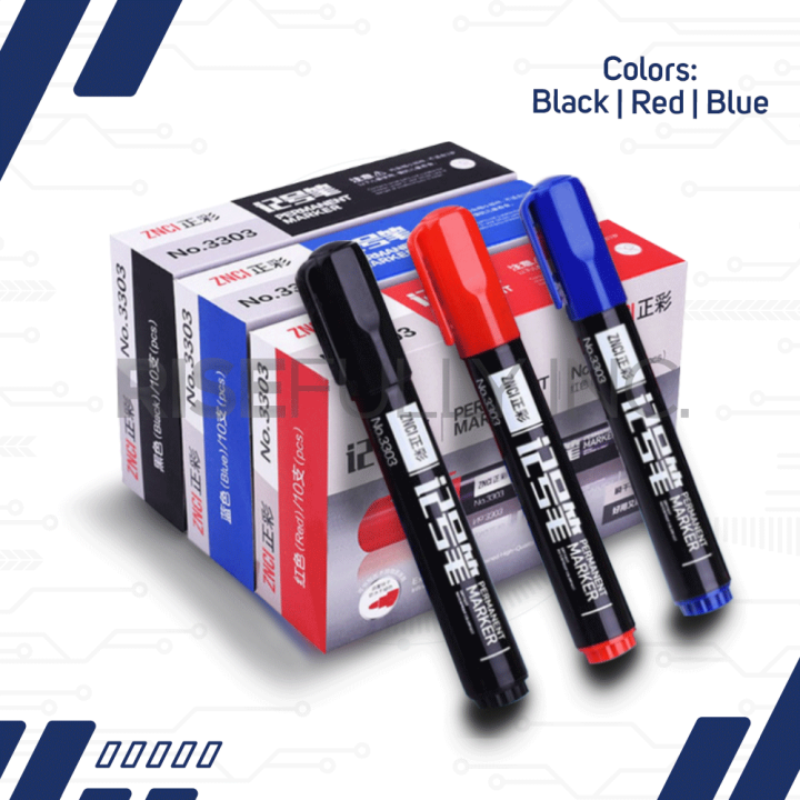 Risefully Permanent Waterproof Fine Marker Red - Blue - Black | Lazada PH