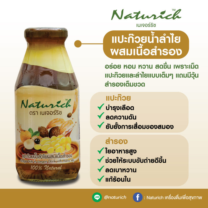 Naturich เนเจอร์ริช น้ำแปะก๊วยลำไยผสมเนื้อสำรอง (1) | Lazada.co.th