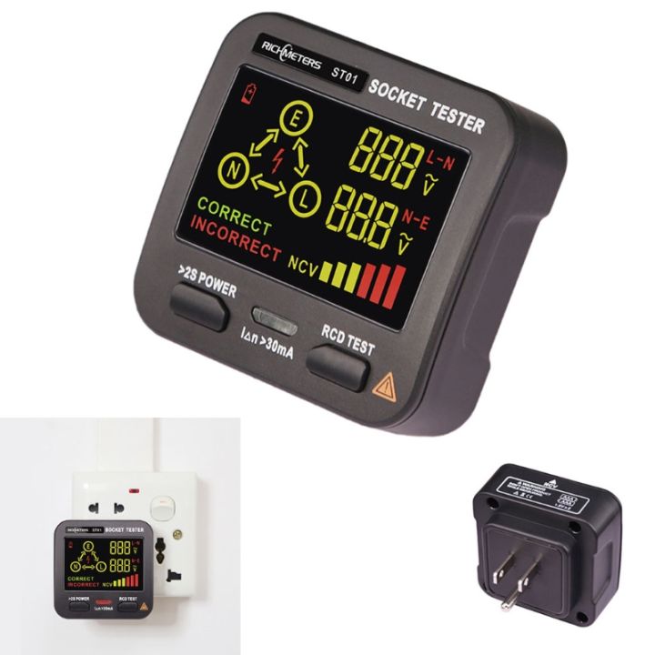 Digital EU UK AU US Socket Tester Plug Voltage Residual Current Circuit ...