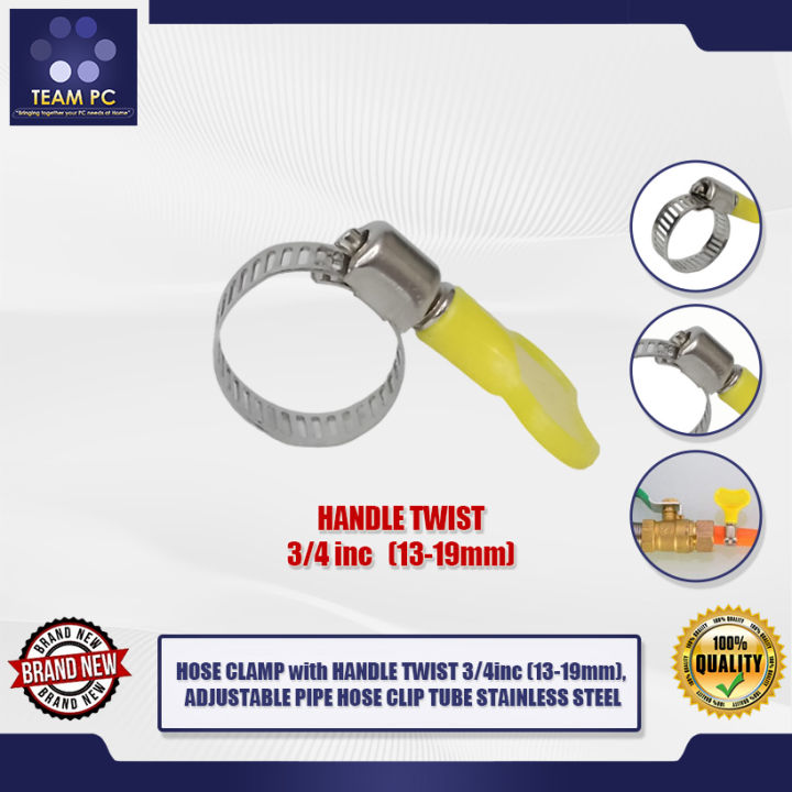 TEAM PC HOSE CLAMP with HANDLE TWIST 3/4inc (13-19mm), ADJUSTABLE PIPE ...