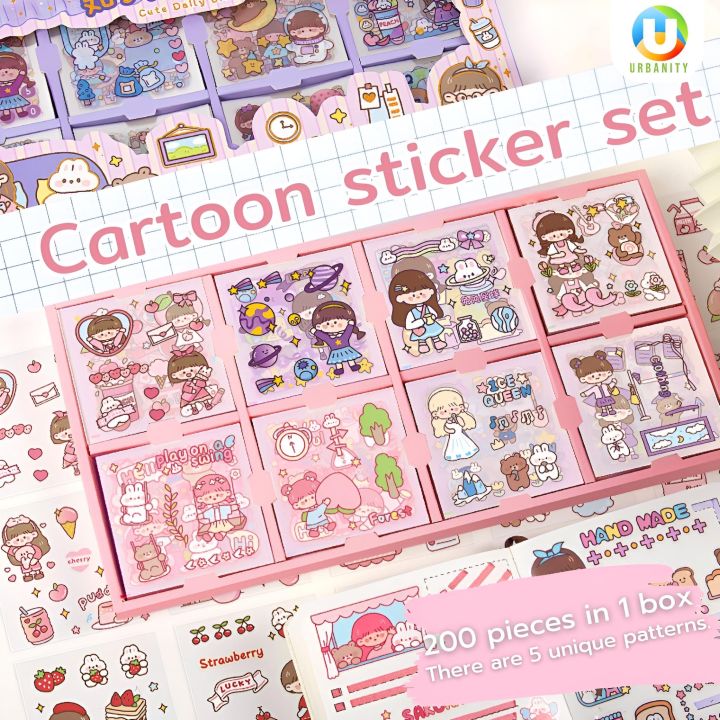 Korean Cute Waterproof Sticker Set Transparent Stationary Stickers ...