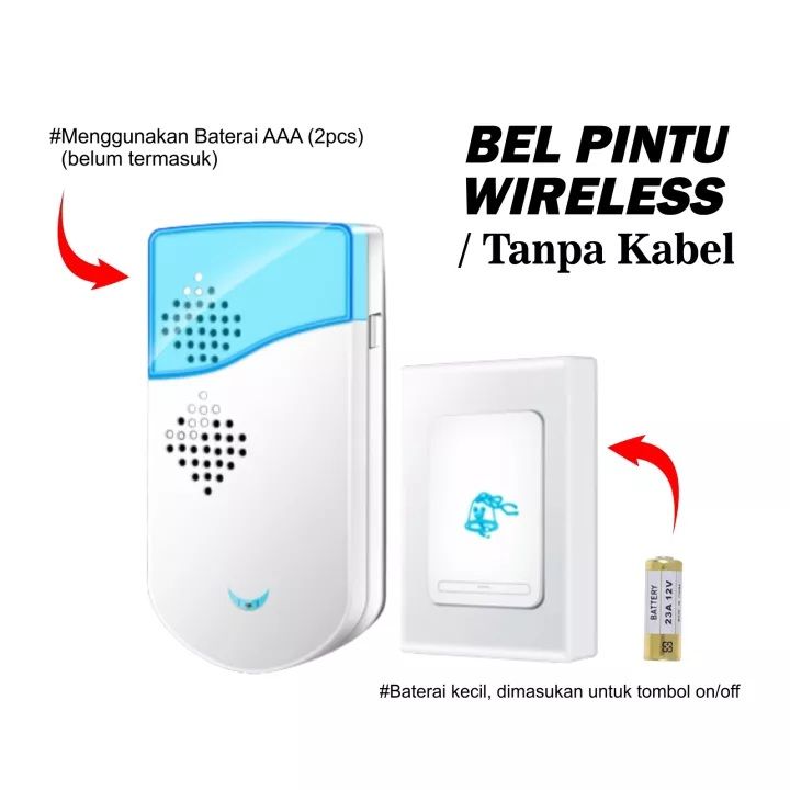 Bel Rumah Tanpa Kabel Jangkauan Jarak 100 Meter Doorbell Wirelles Bel ...
