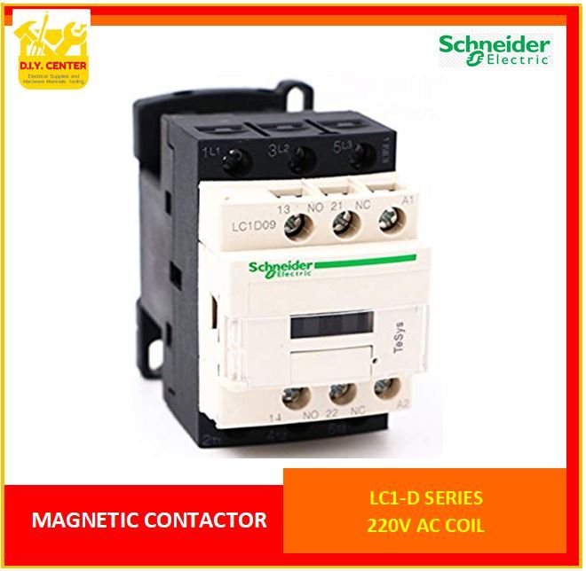 Schneider Magnetic Contactor LC1-D Series, Tesys Contactor 220V AC coil ...