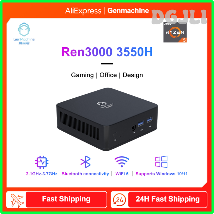 DGJLI GenMachine Mini PC AMD Ryzen 5 3550H CPU Windows 10/11 Ren3000 ...