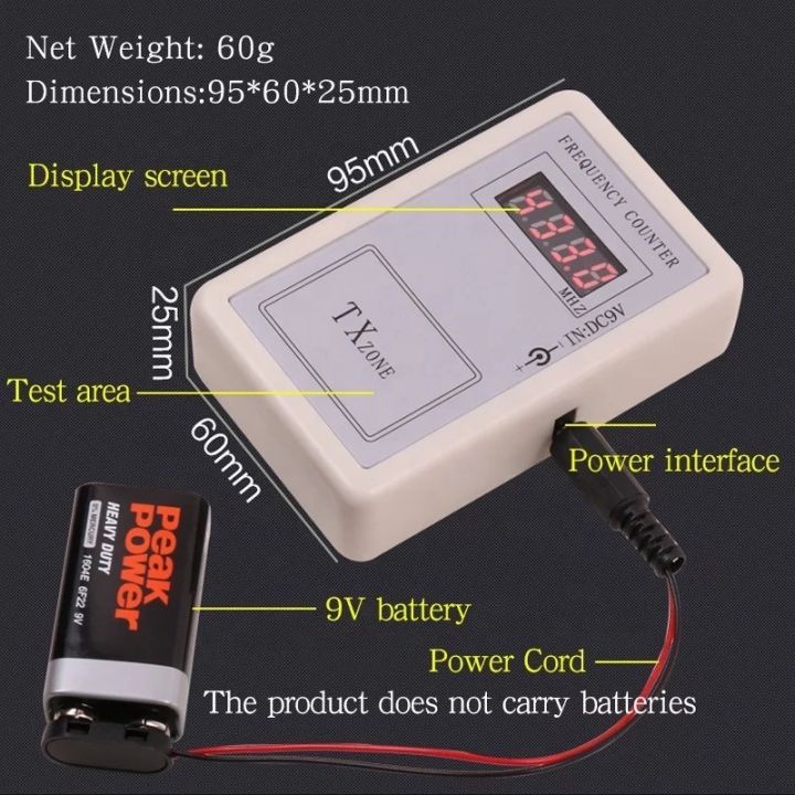 Remote Control Wireless Frequency Meter Counter tester 250-450MHZ for ...