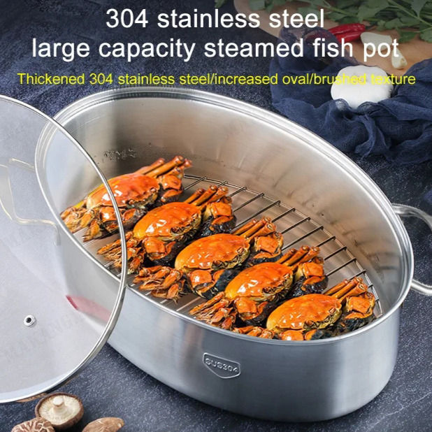 makang Stainless Steel Oval Steamed Fish Pot | Lazada PH