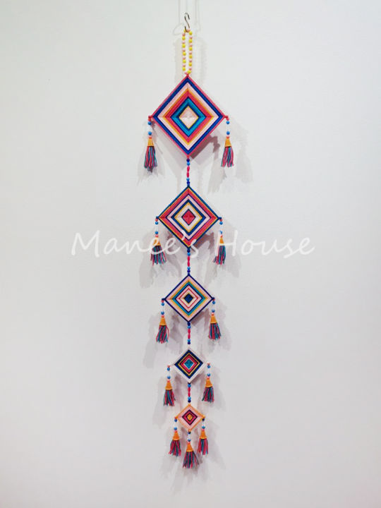 🚩🚩 ตุงใยแมงมุม ตุงไหมพรม ธุงอีสาน (แบบเส้น 4 เหลี่ยม 5 ชิ้น ไล่ขนาด ...