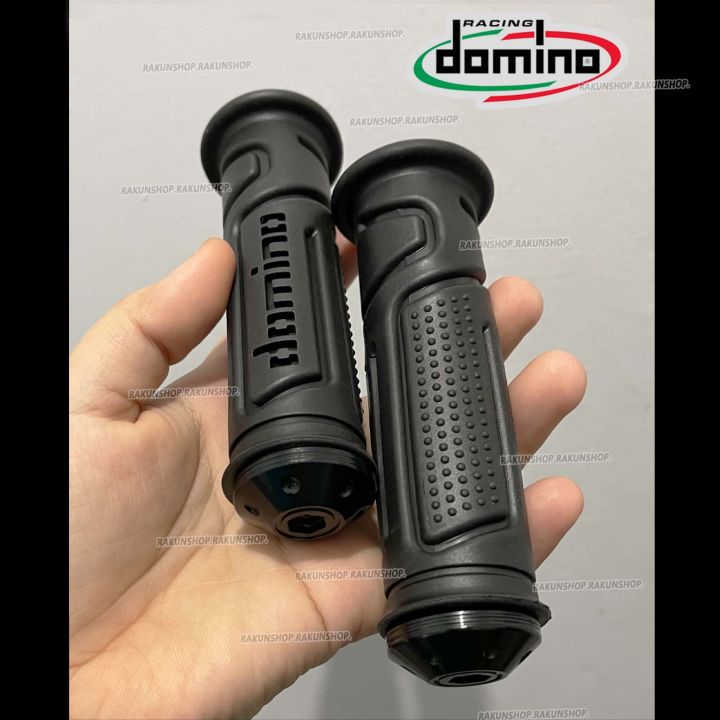 Domino handle grip V2 with black bar end BLACK rubber Universal aerox ...