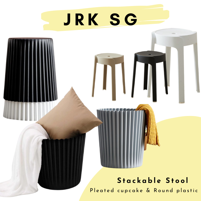 🇸🇬Stackable Stool- Pleated cupcake stackable stools & Stackable Neutral ...