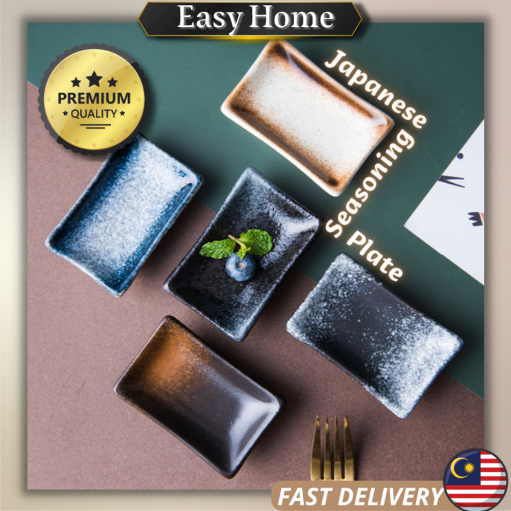 【EasyHome】Japanese Style Seasoning Plate Rectangle Plate Ceramic Sause ...
