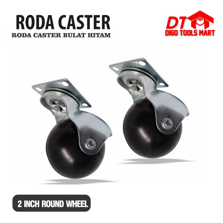Roda Caster Bulat Hitam Hidup 2 Inci Roda Kursi Roda Karet Roda Etalase ...